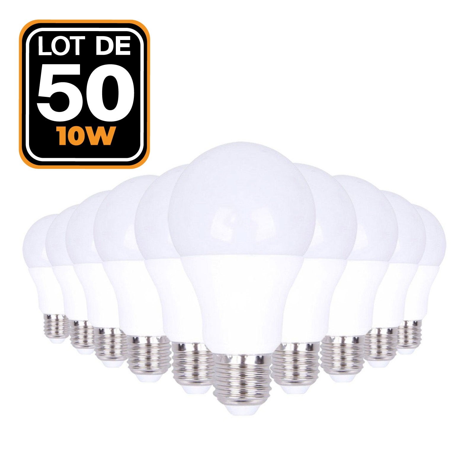 50 Ampoules LED E27 10W Blanc Neutre 4500K Haute Luminosité | Leroy Merlin