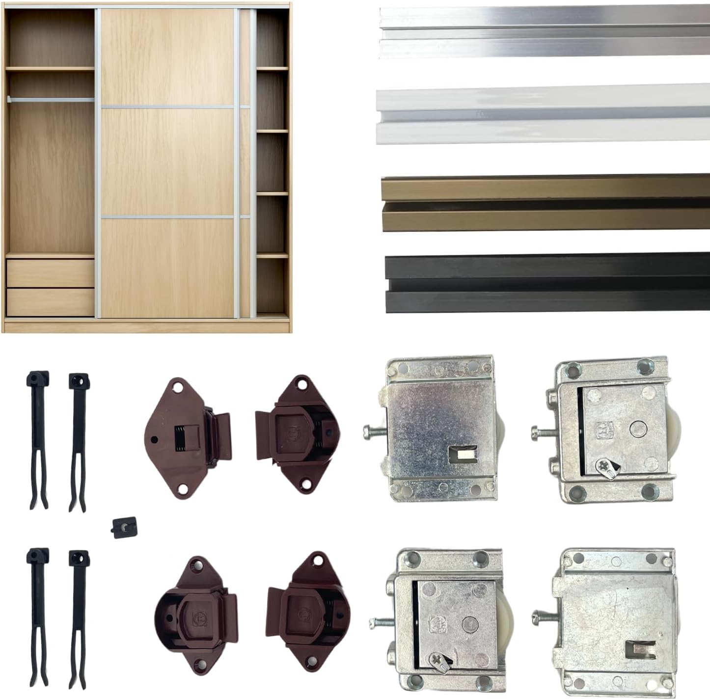 Ferrure Pour Portes Coulissantes à 3 Vantaux - Rail 2M + Chariots ...