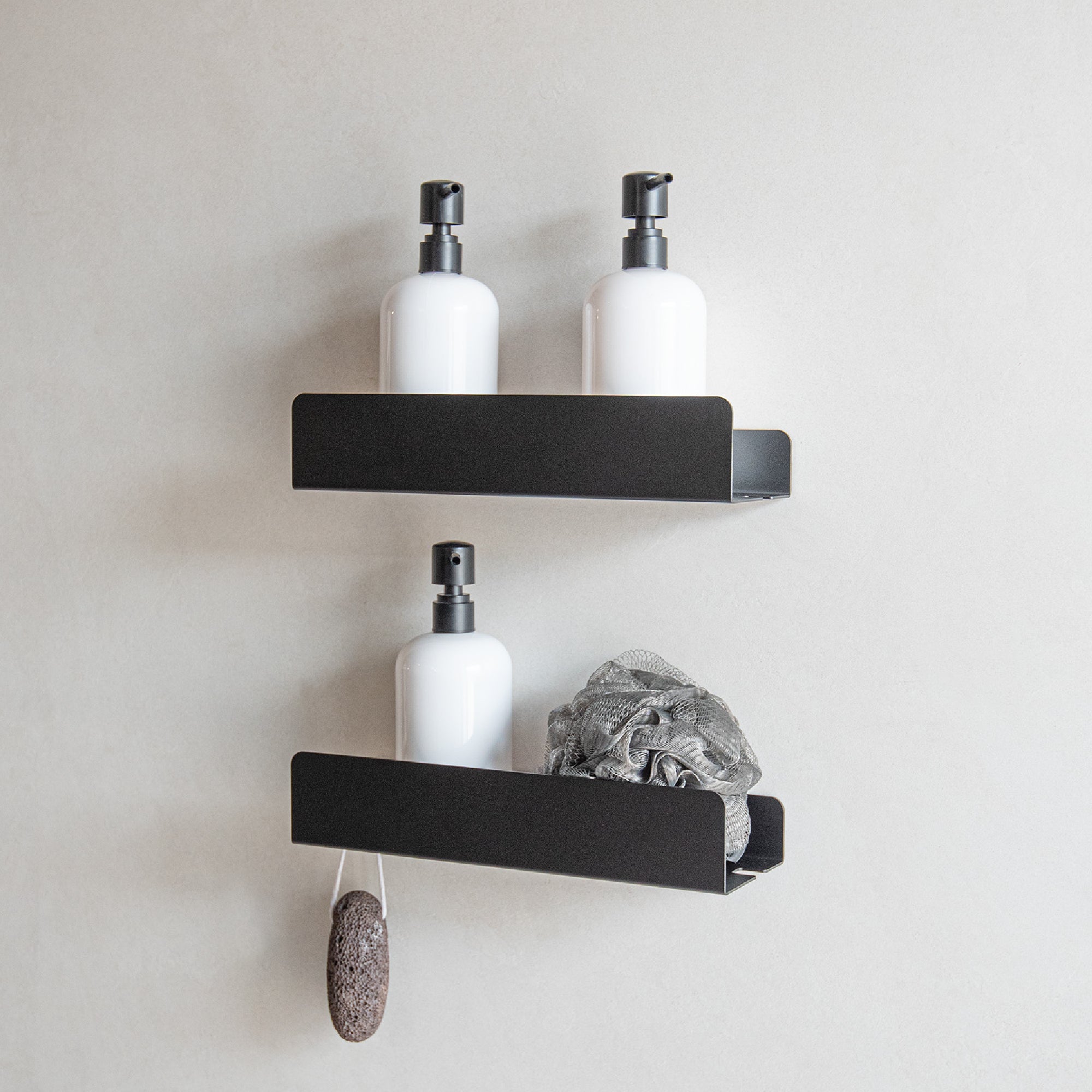 Pack 2 Estantes de Ducha Negro 30 cm, con Colgador - Estanteria Baño ...