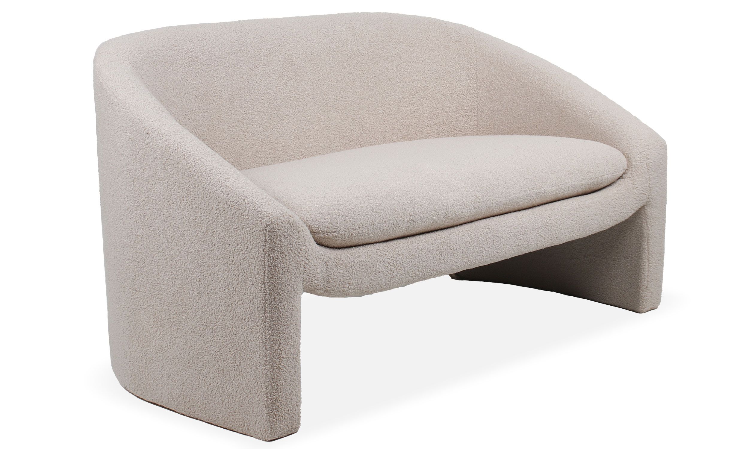 Canapé arrondi 2 places Indiana Tissu bouclette Beige | Leroy Merlin
