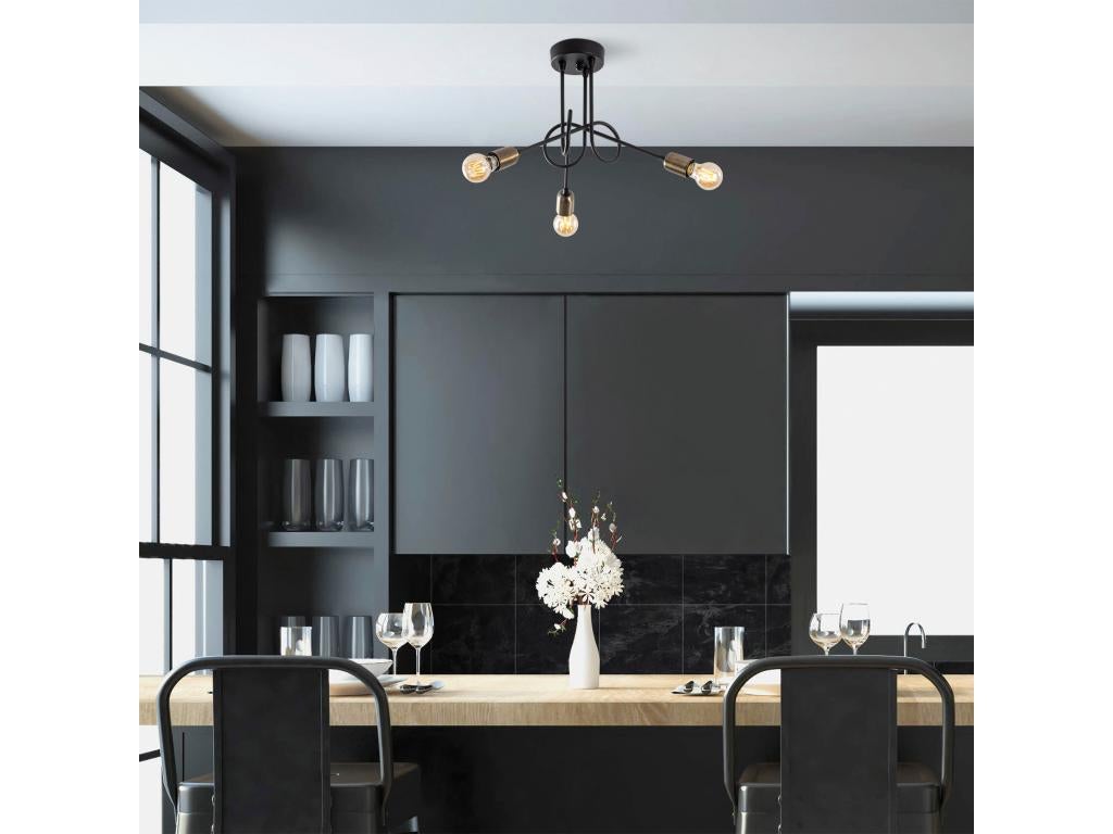 Plafonnier en métal design - L. 46 x H. 32 cm - Noir - HANNAH | Leroy ...