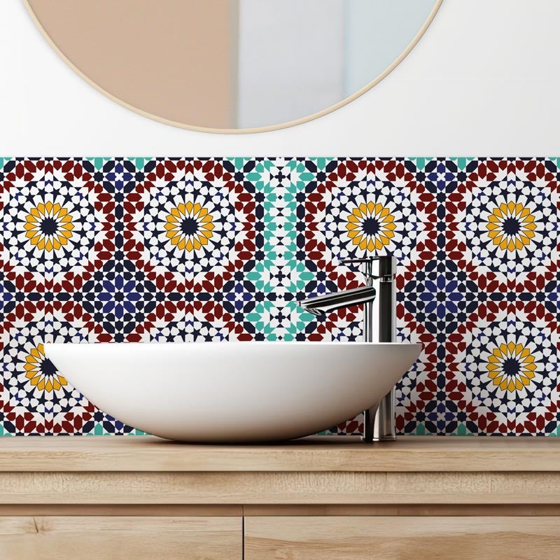 Panel de baño de PVC estilo oriental azul 140 x 30 cm (en 2 tiras ...