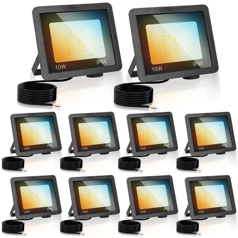 Projecteur LED 10X 10W 3 couleurs - 3000/4000/6500K Etanche IP66 ...