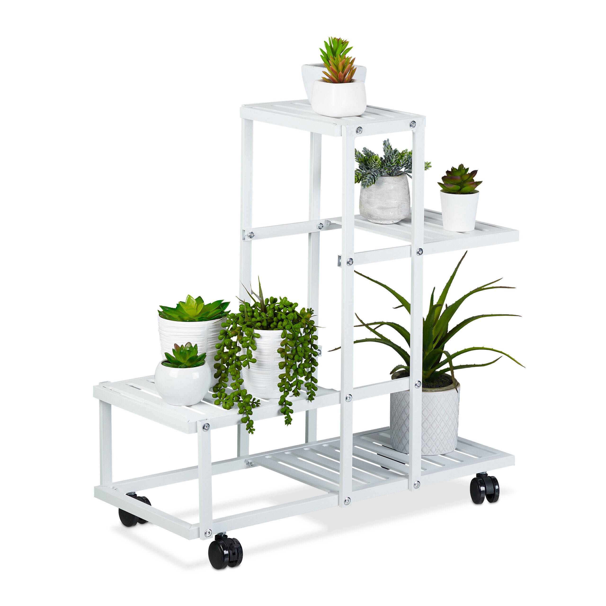 Relaxdays Scaffale Portapiante, 4 Ripiani Metallo, Portafiori e ...