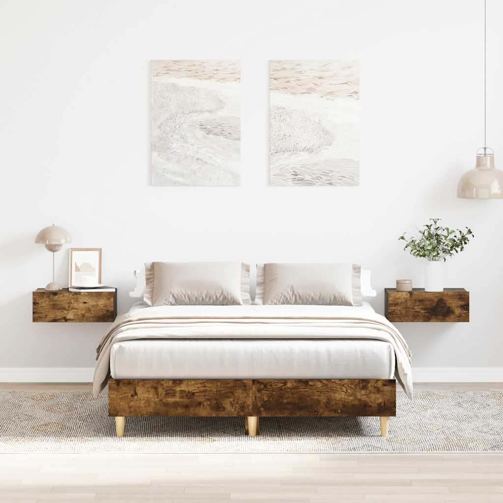 Cadre de lit sans matelas chêne fumé 120x190 cm bois ingénierie | Leroy ...