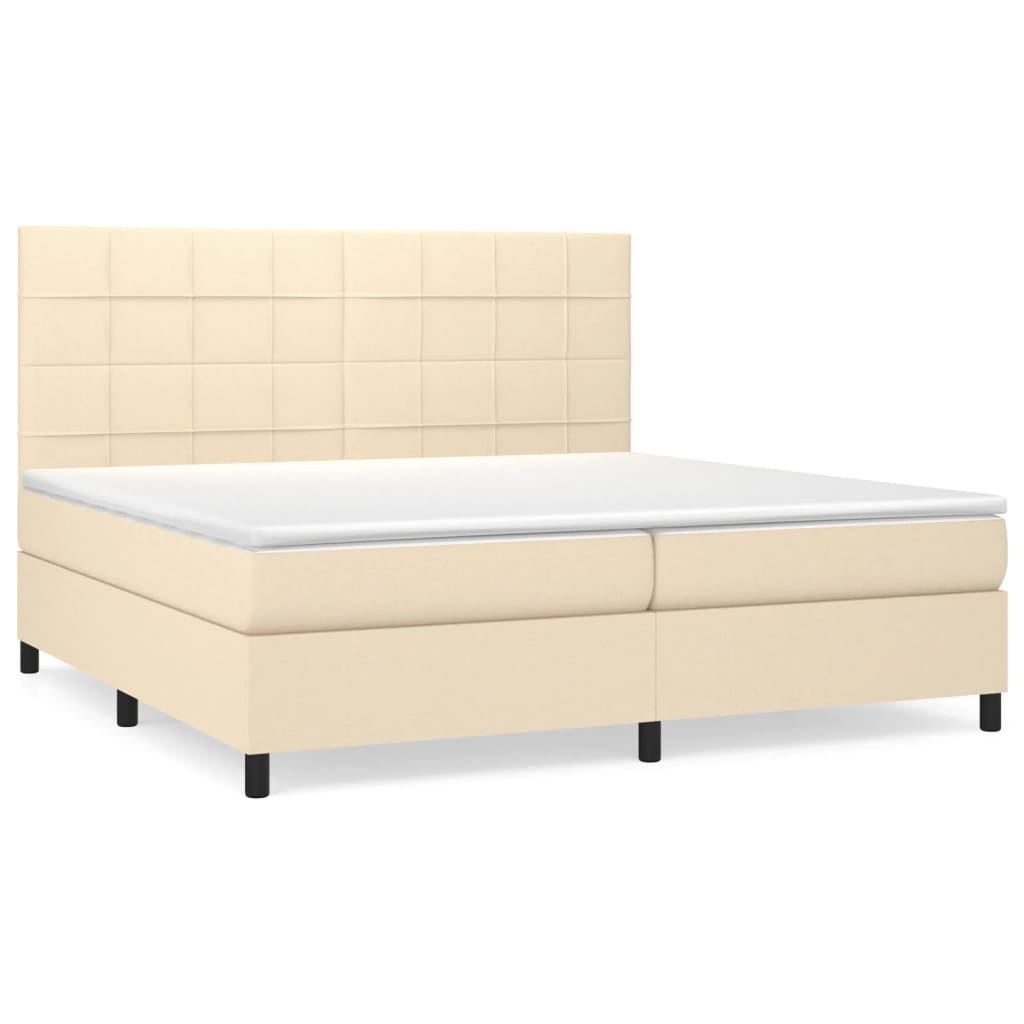 Sommier à lattes de lit avec matelas Crème 200x200 cm Tissu | Leroy Merlin