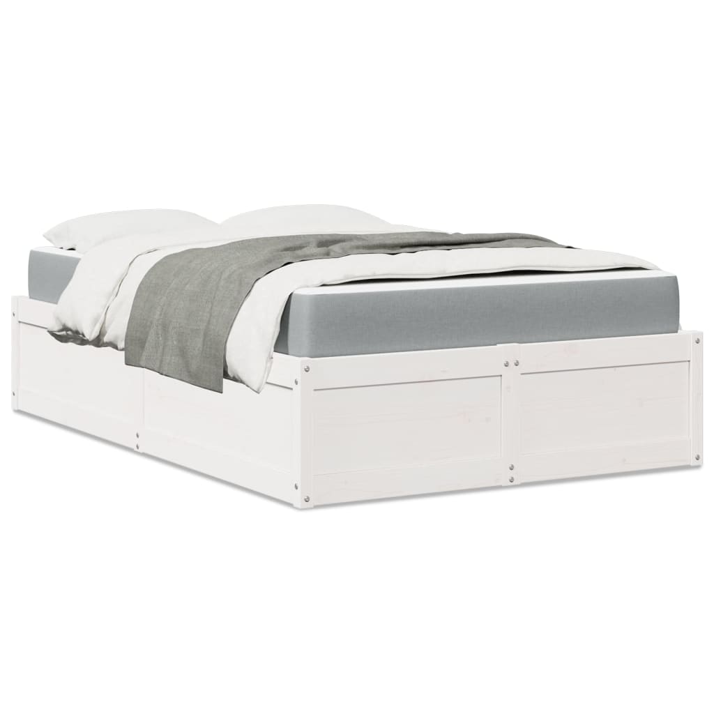 Lit double | Lit adulte | Lit avec matelas blanc 120x190 cm bois massif ...