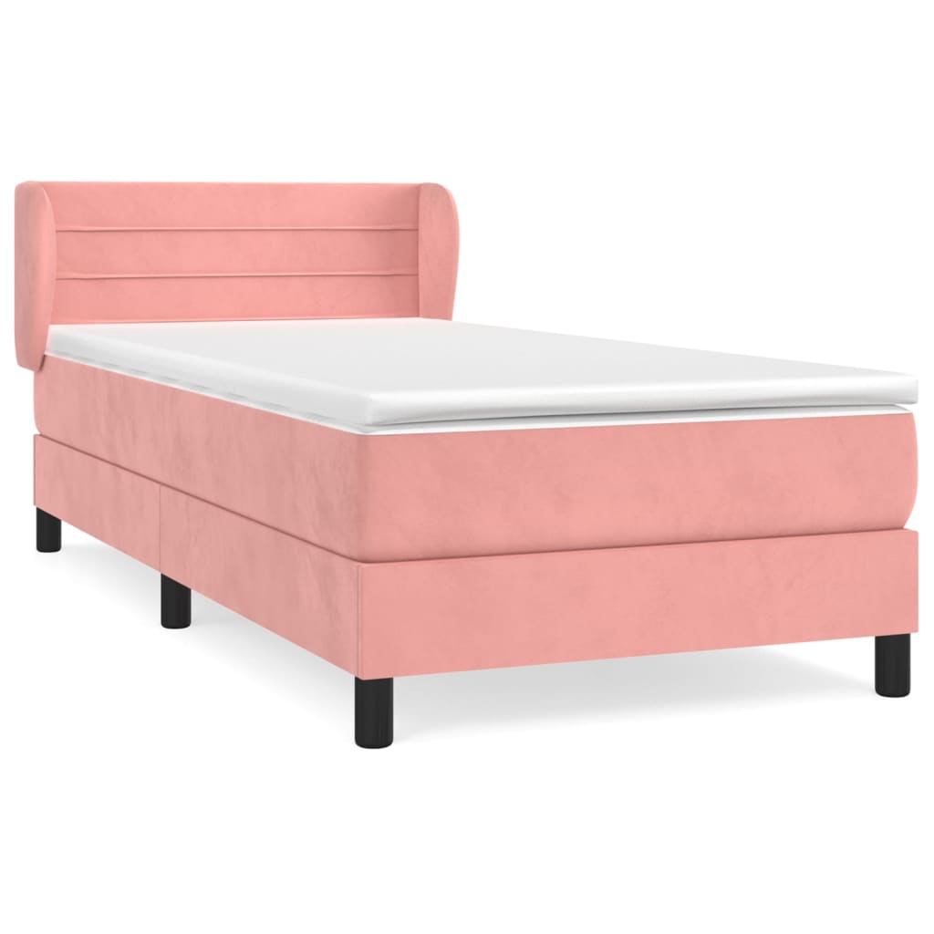 Cama box spring con colchón terciopelo rosa 90x200 cm | Leroy Merlin
