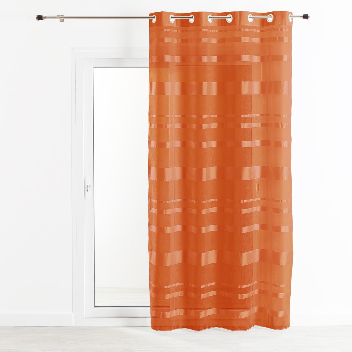 Voilage rayures horizontales - Terracotta - 140x240 cm - Polyester ...