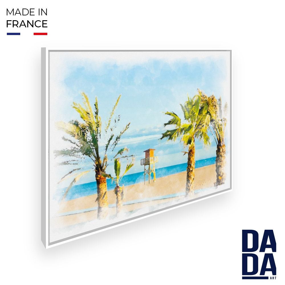 Tableau Plage de Narbonne / 45x60cm / Cadre Blanc / Fabriqué en France ...