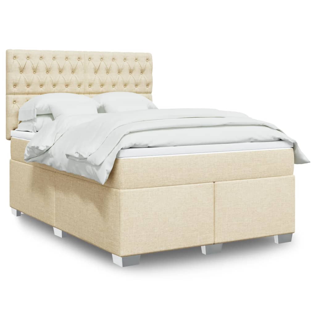 Cama box spring con colchón tela color crema 160x200 cm | Leroy Merlin