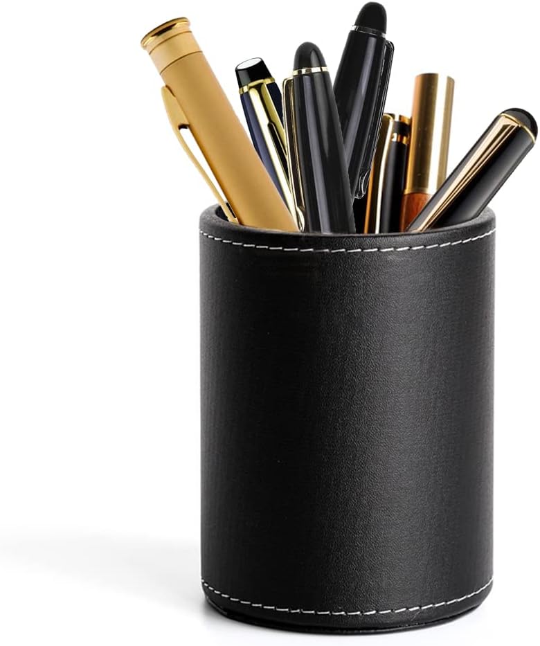 Pot a Crayon Bureau en Cuir, Porte Stylo Bureau Pot Stylo Bureau, Porte ...