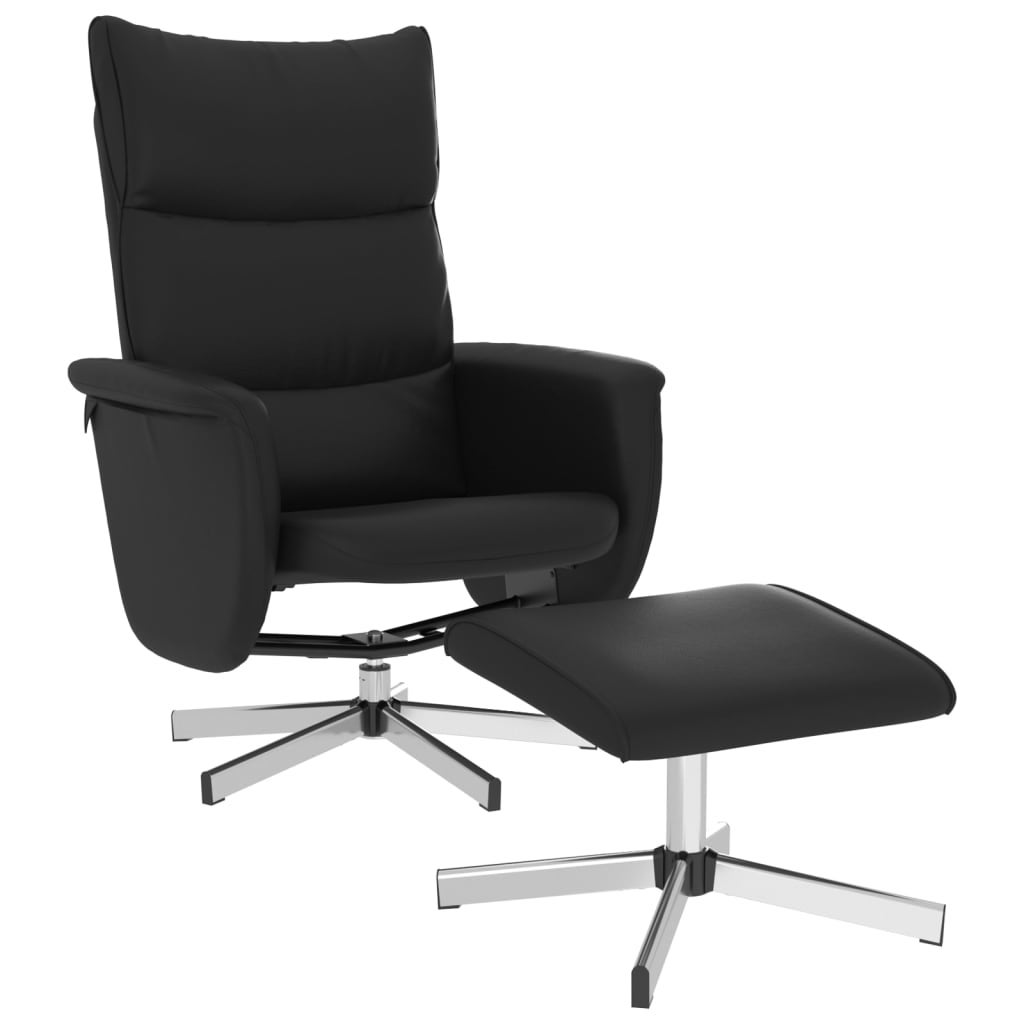 Sillón reclinable con reposapiés cuero sintético negro | Leroy Merlin