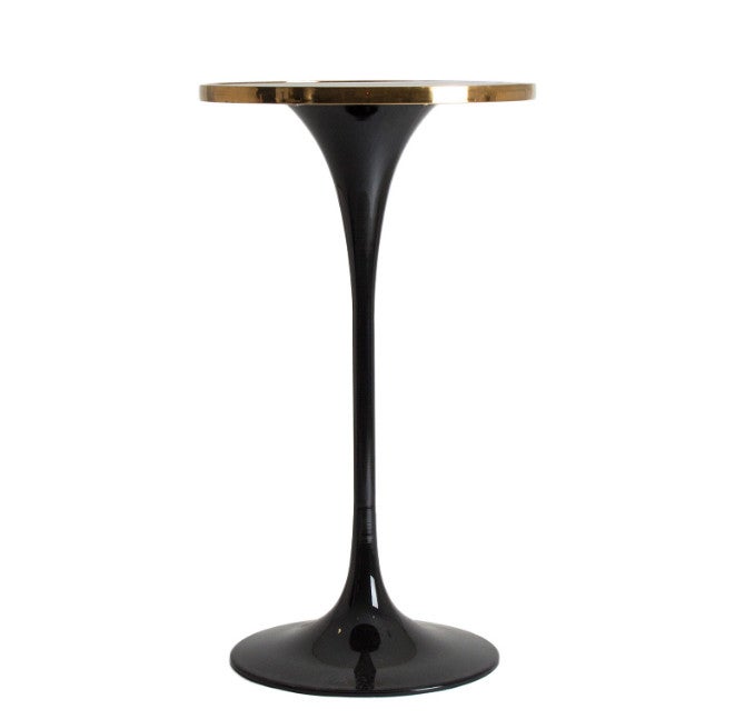 Table haute de bar ronde marbre et métal noir Nath | Leroy Merlin