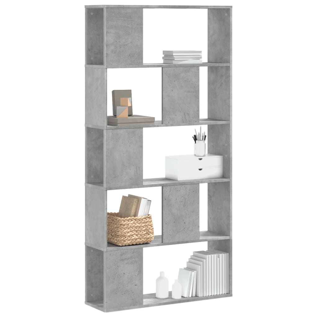 VidaXL Bibliothèque 5 niveaux gris béton bois d'ingénierie | Leroy Merlin