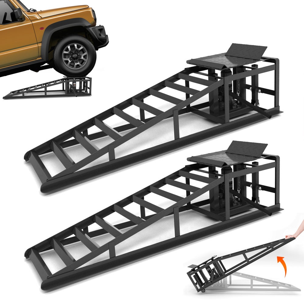Juego de 2 rampas hidráulicas para coches 5T con ruedas, elevador ...