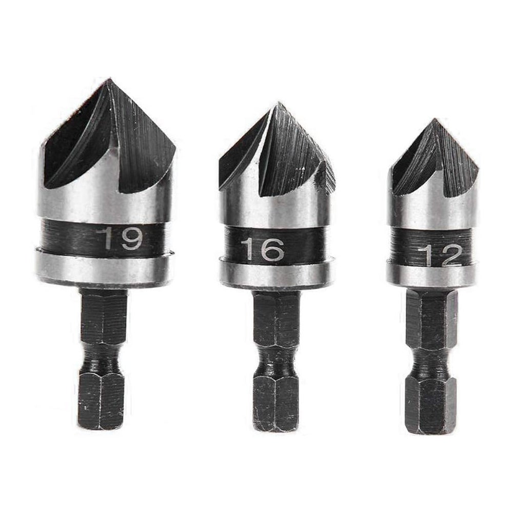 5 Flûte Fraises à Chanfreiner Set Pour Bois, Métal Changement Rapide 1/ ...