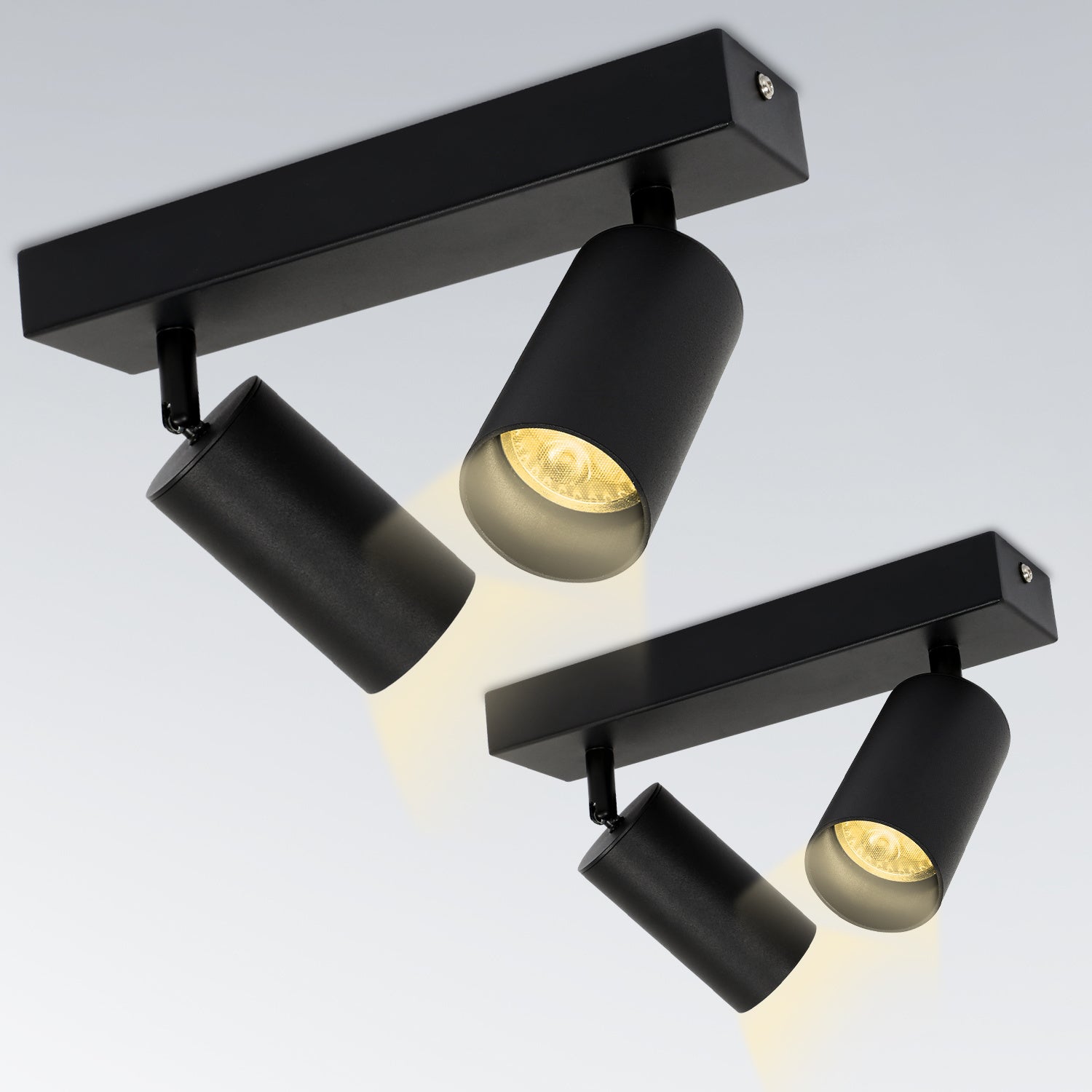 2 Spots de Plafond Orientables - Double Tube Réglable - Éclairage d ...