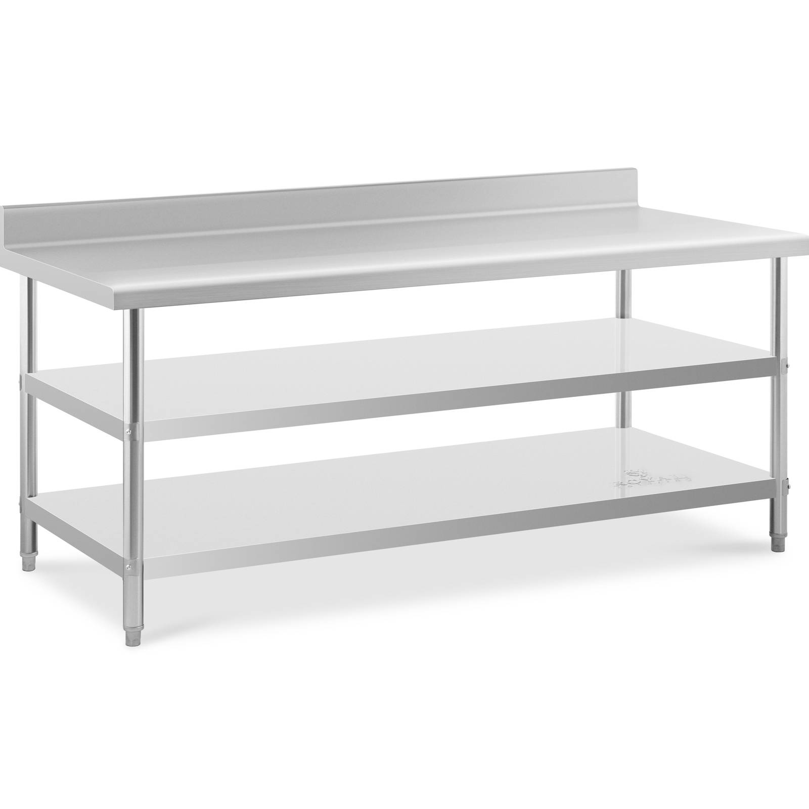 Tavolo acciaio inox con alzatina 2 ripiani 200 x 90 x 16,5 cm | Leroy ...