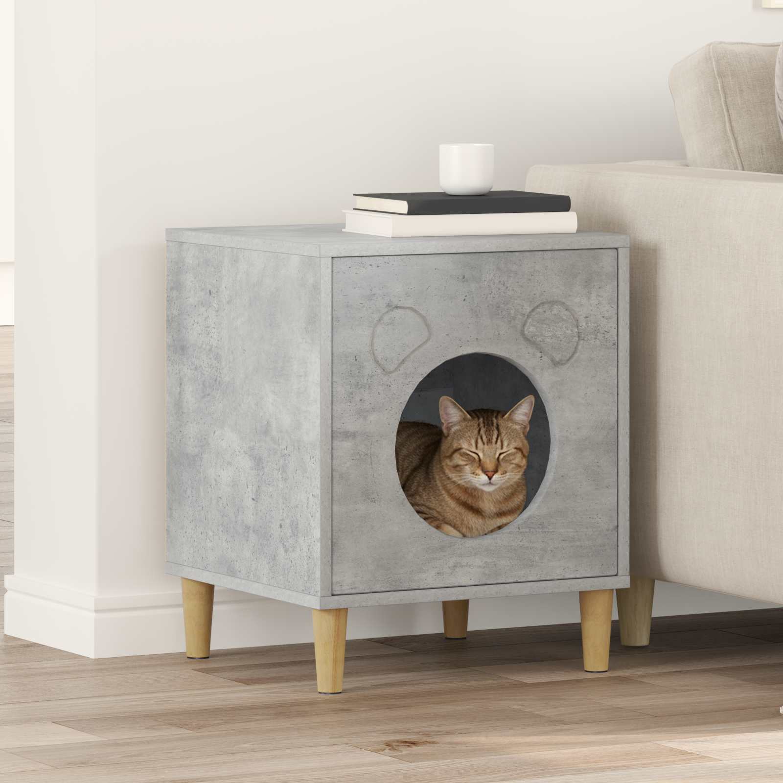 Maison pour chat Béton 42,5 x 40 x 53 cm Bois d'ingénierie | Leroy Merlin