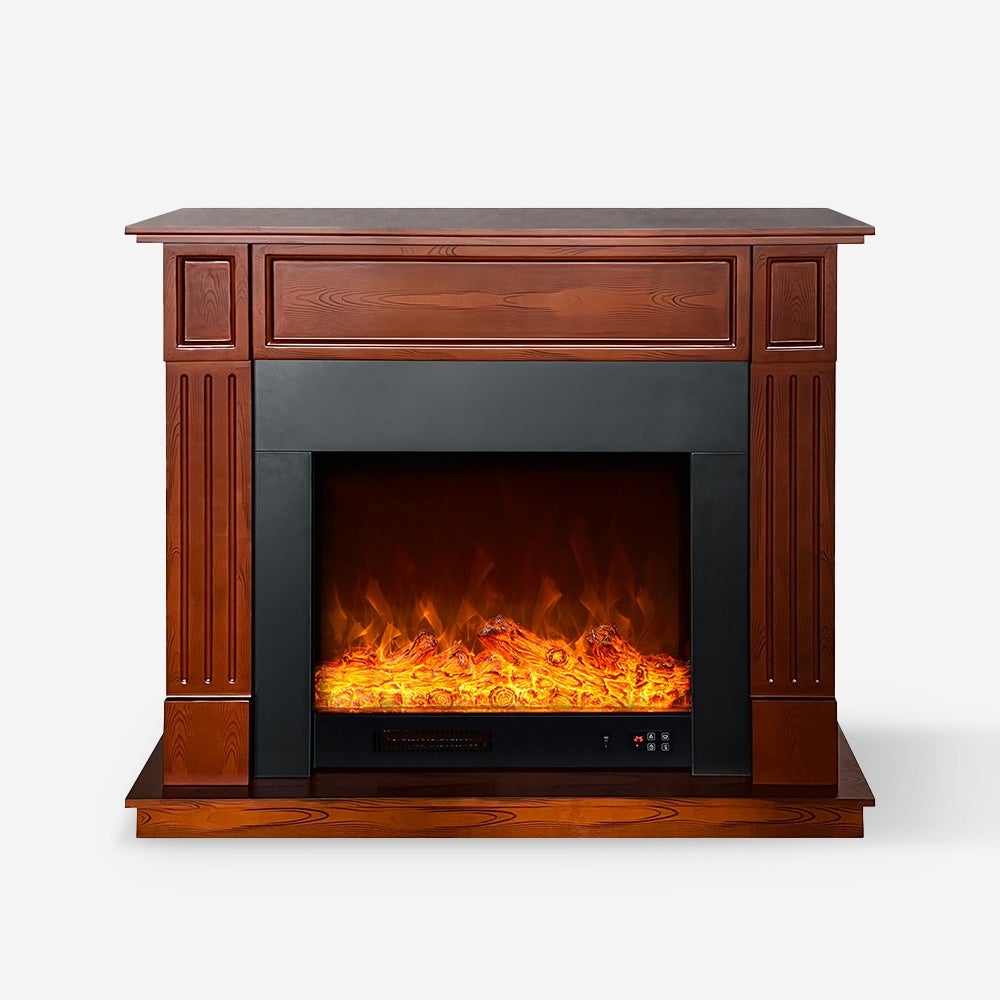 Cheminée électrique 1500W sur pied avec cadre effet bois Göteborg M ...