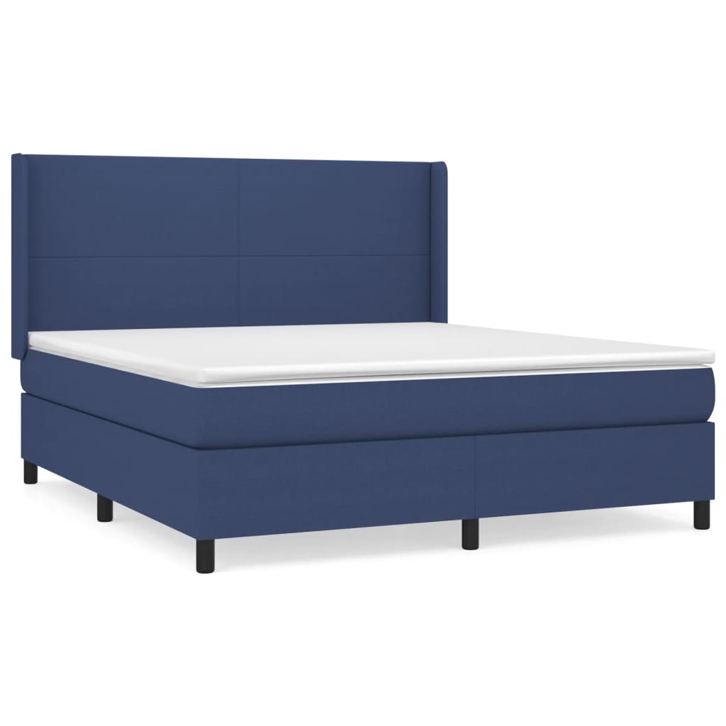 Cama box spring con colchón tela azul 160x200 cm | Leroy Merlin