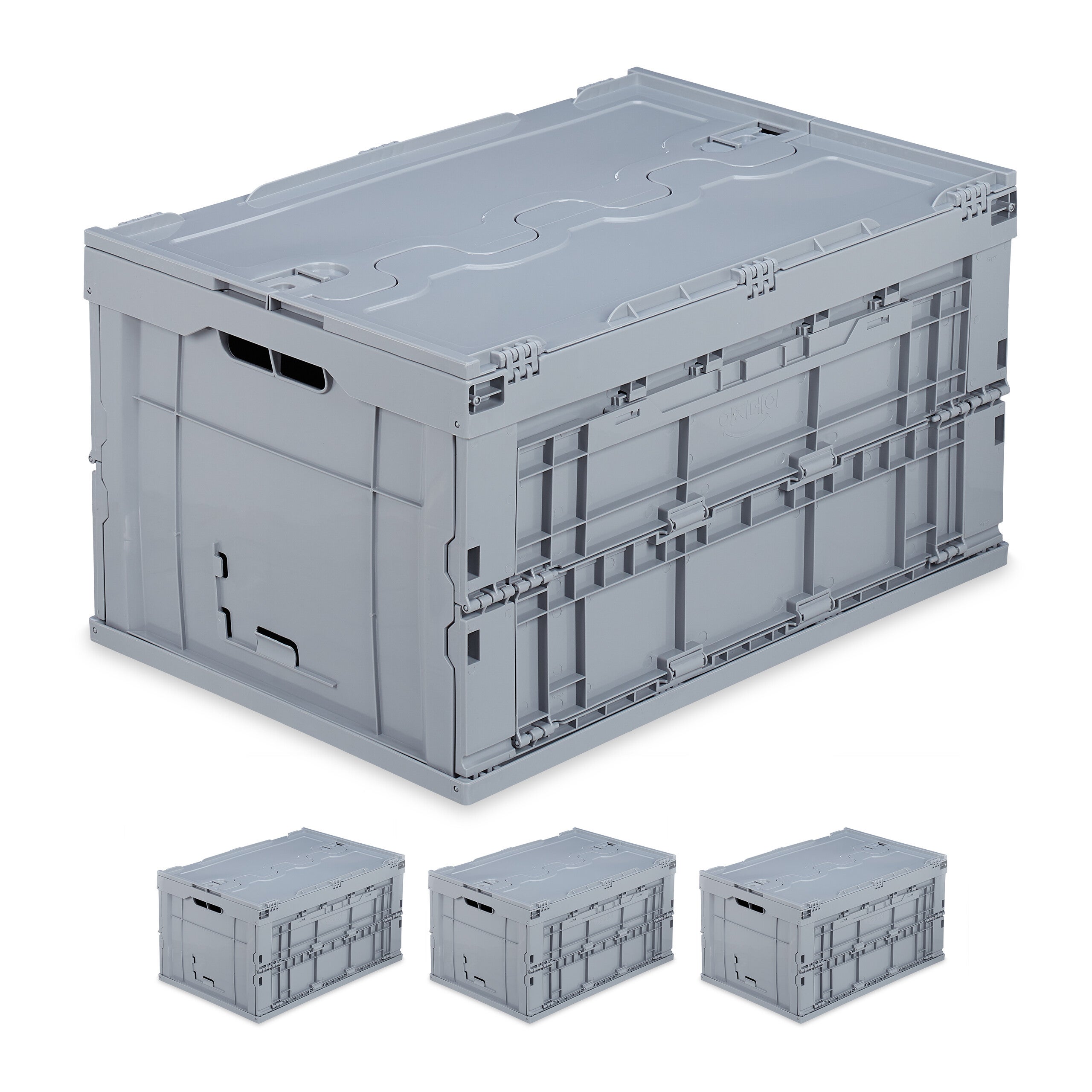 4 Cajas de Almacenaje con Tapa Plegables, 60 L de Capacidad, Plástico ...