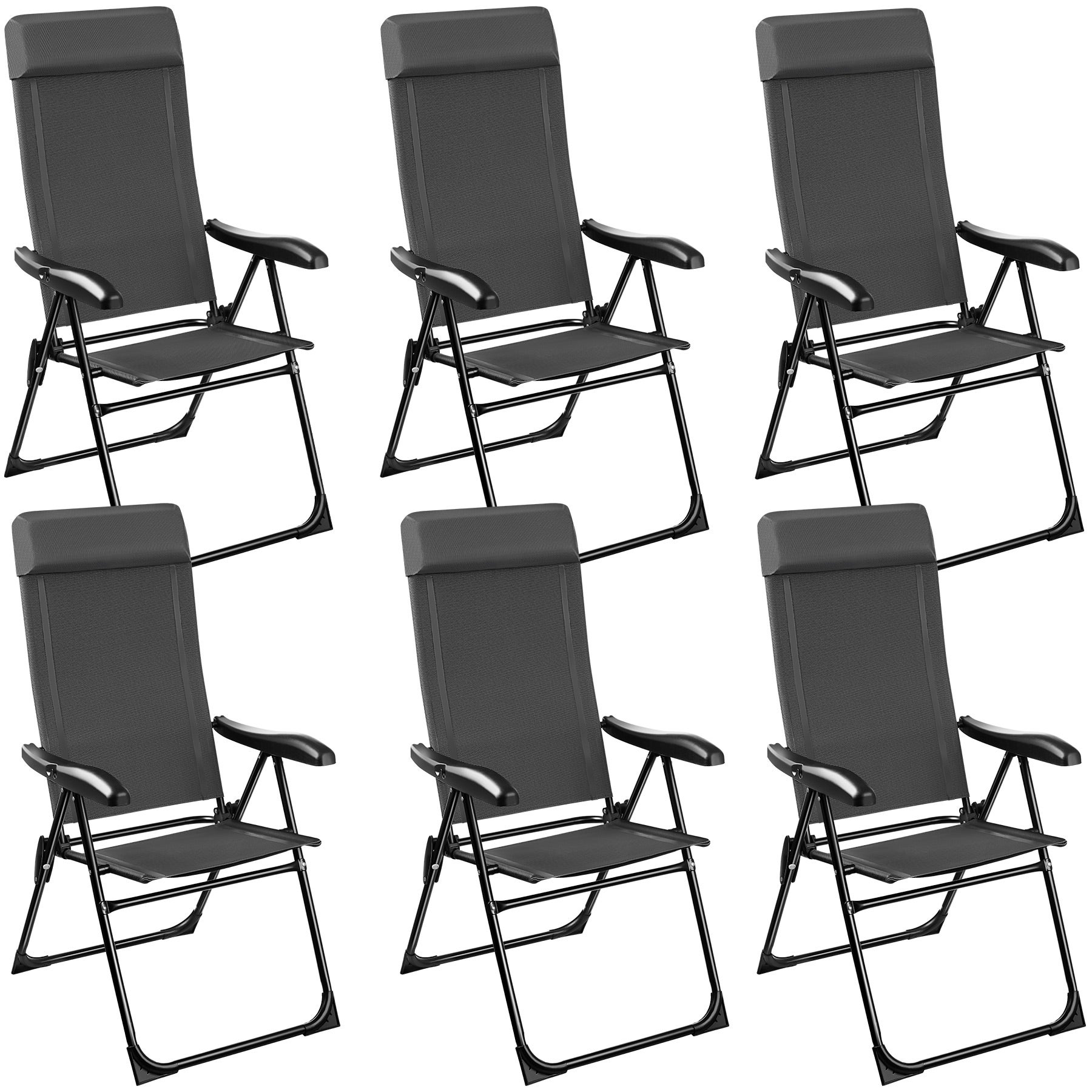 Lot 6 chaises de camping pliables en aluminium avec appui-tête | Leroy ...