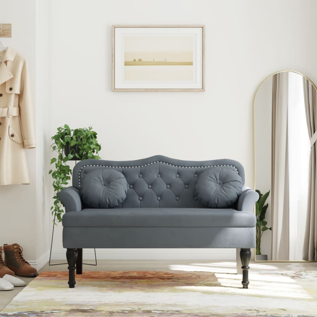 Banc avec coussins gris foncé 120,5x65x75 cm velours | Leroy Merlin