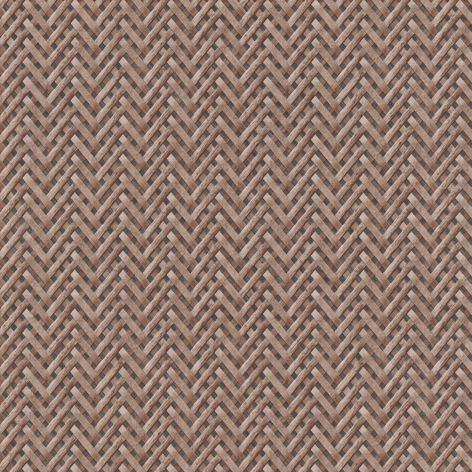 Papier peint bois marron motif cannage chevron Tapisserie marron ...