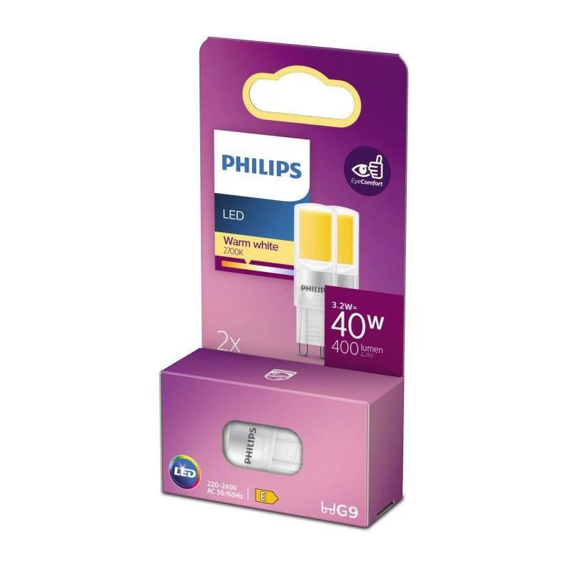 PHILIPS Ampoule LED Capsule G9 - 40W Blanc Chaud - Verre - Lot de 2 ...