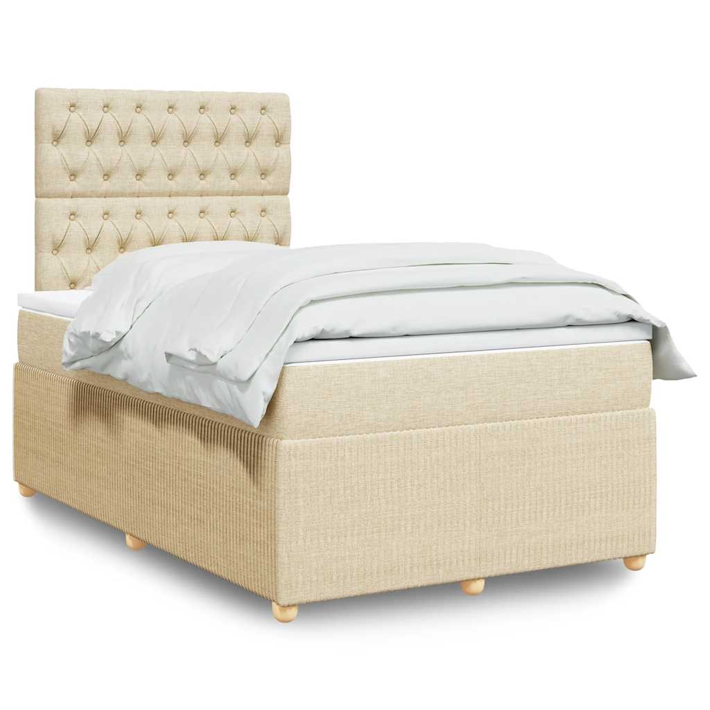 Cama box spring con colchón tela color crema 120x200 cm | Leroy Merlin