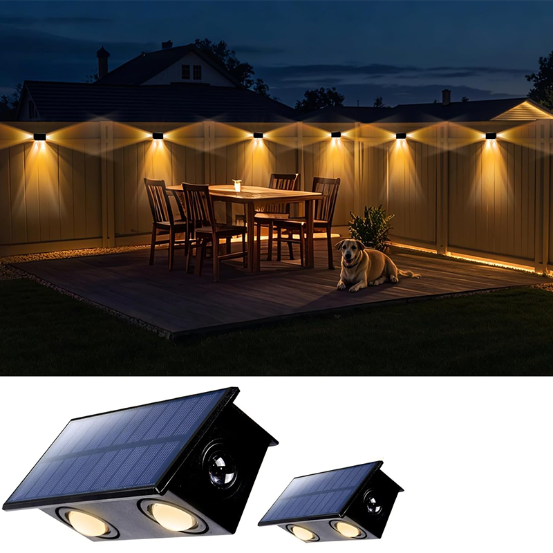 Applique murale solaire LED étanche à trois faces, adaptée à une ...