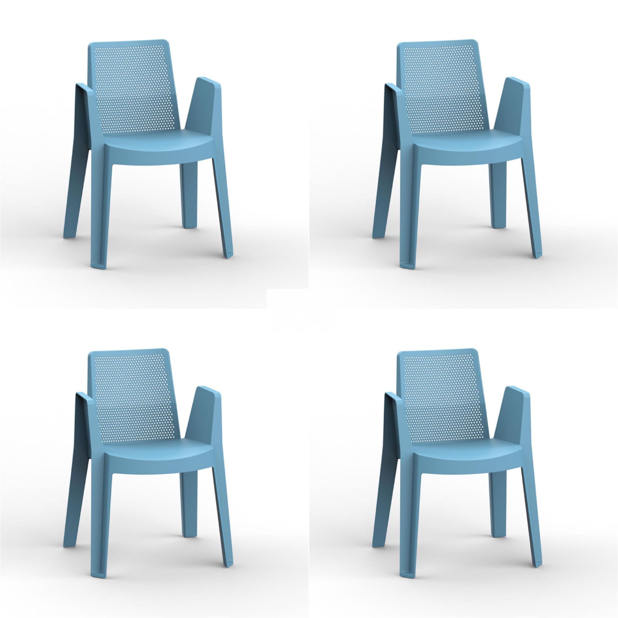Garbar PLAY Set 4 Silla Con Brazos Interior, Exterior Azul Retro ...