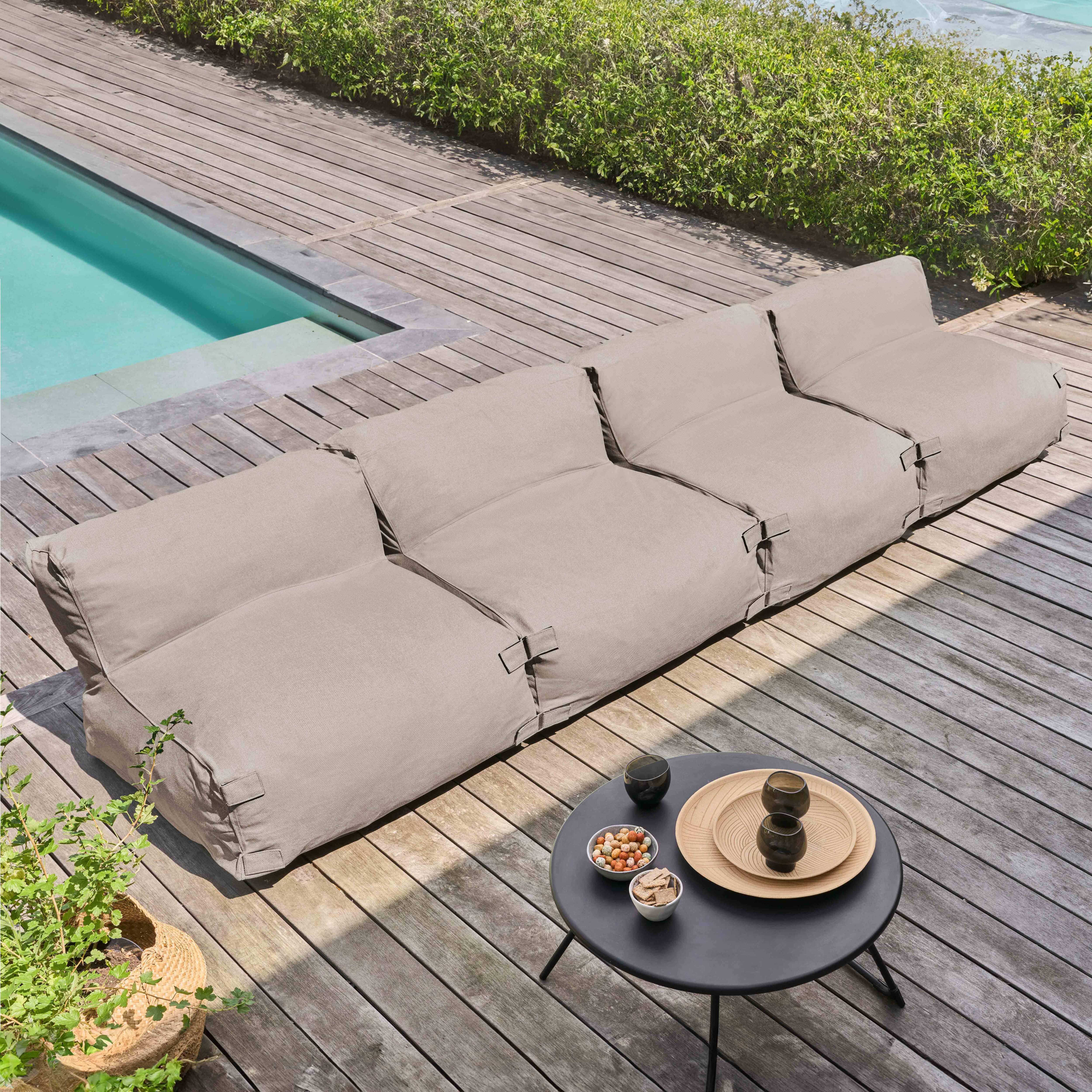 Mueble de jardín modular 4 plazas beige, Mixi - Oviala | Leroy Merlin