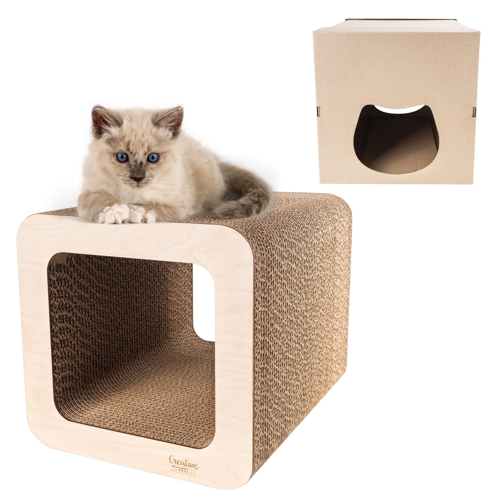 Creative Pets Griffoir pour Chat 37 x 30 x 30 cm + Maison en Carton ...