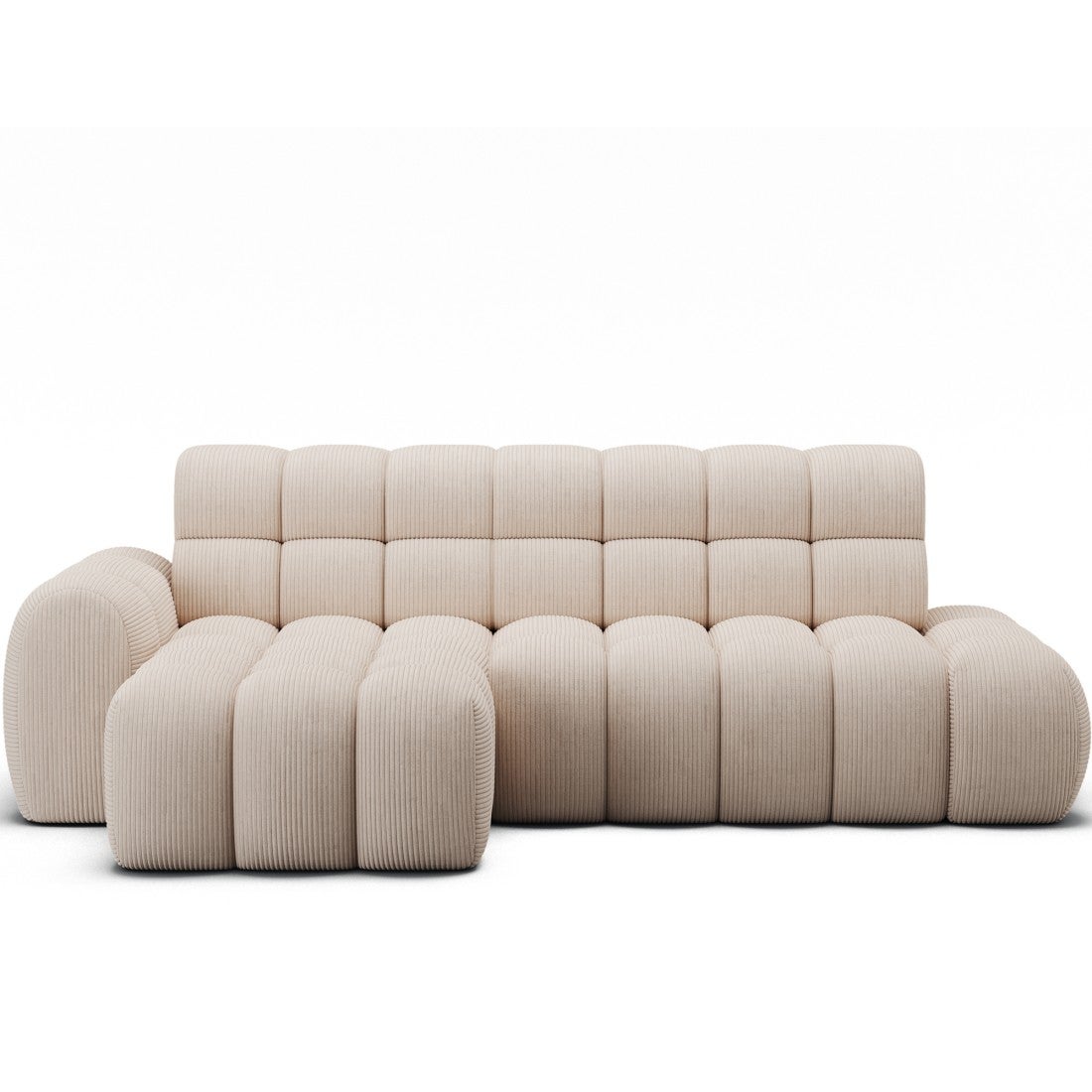 Canapé d'angle convertible BULLA 3 places beige – velours côtelé avec ...