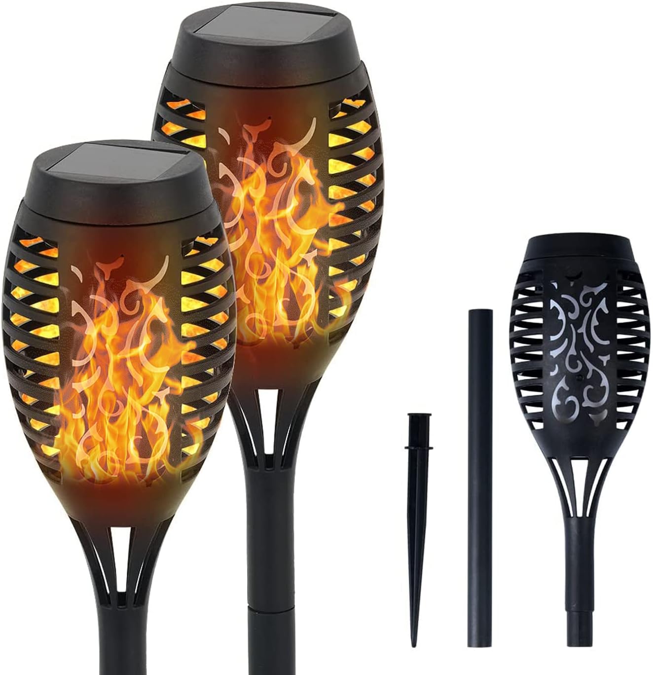 GOECO Luces de llamas Solar Exterior, 2 pack de luces solares led ...