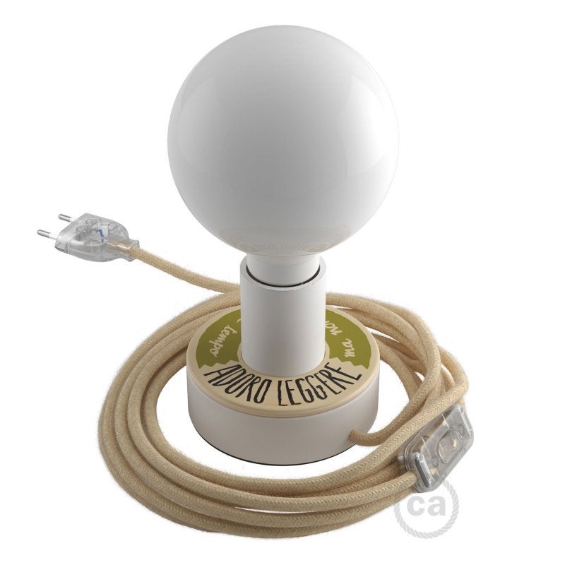 Creative cables - Lampe MINI-UFO en bois double face avec câble textile ...