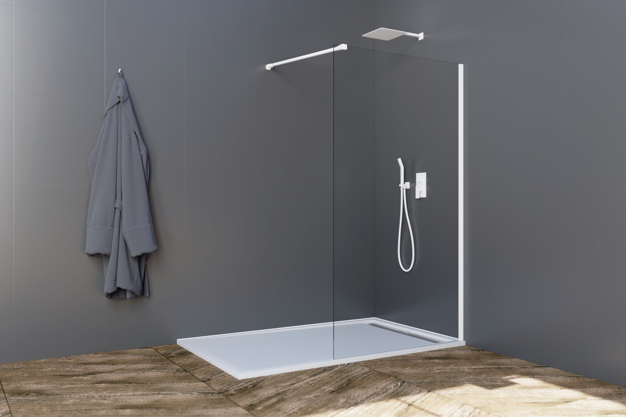 Panel fijo de ducha SCREEN Blanco Transparente 116,5-118 cm (Incluye ...