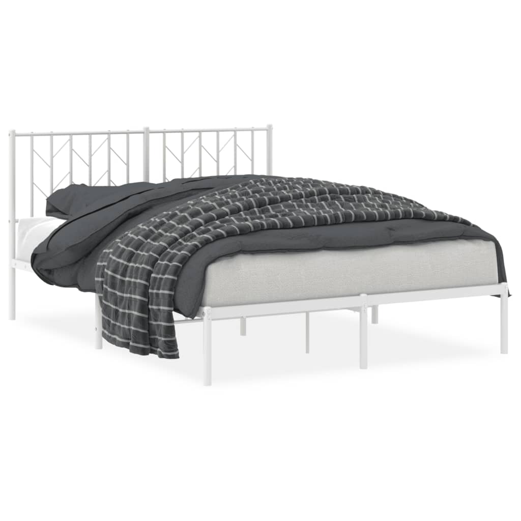 Estructura cama sin colchón con cabecero metal blanco 140x190cm — COMFORTXL | Leroy Merlin