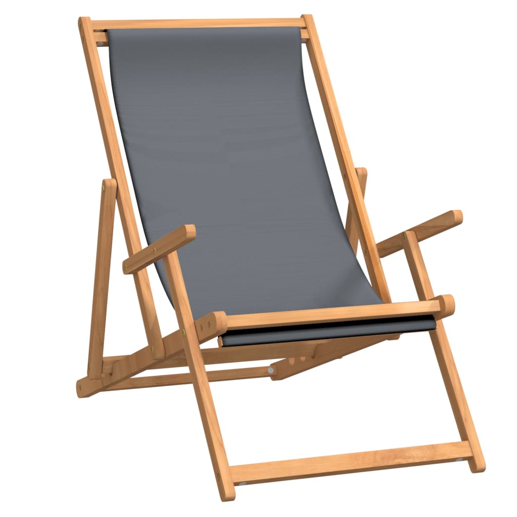Silla de playa plegable de madera maciza de teca gris | Leroy Merlin