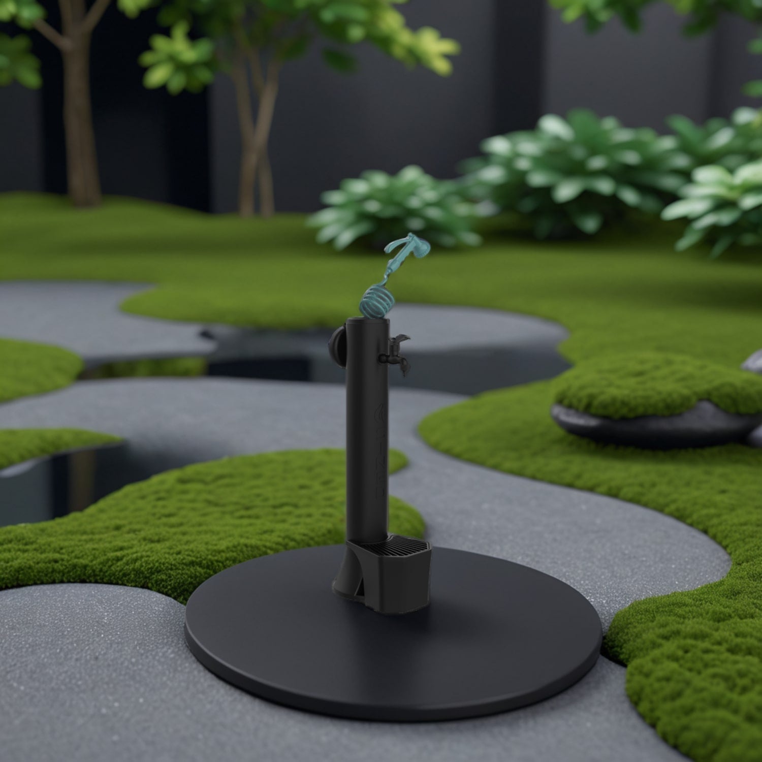 Schwarze Gartenfontäne PRO, Modell Tritone-pro. Doppelter ...