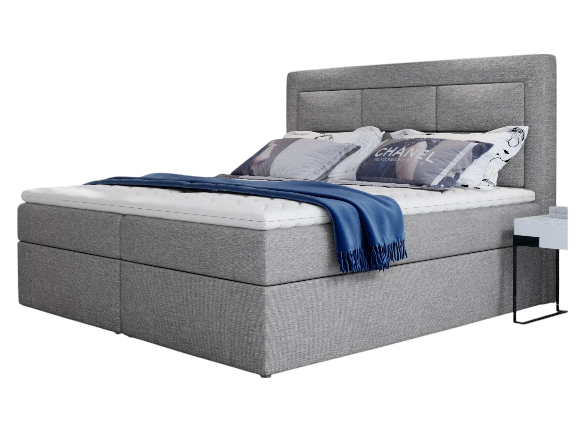 Lit continental tissu gris clair chiné Balore-180x200 | Leroy Merlin