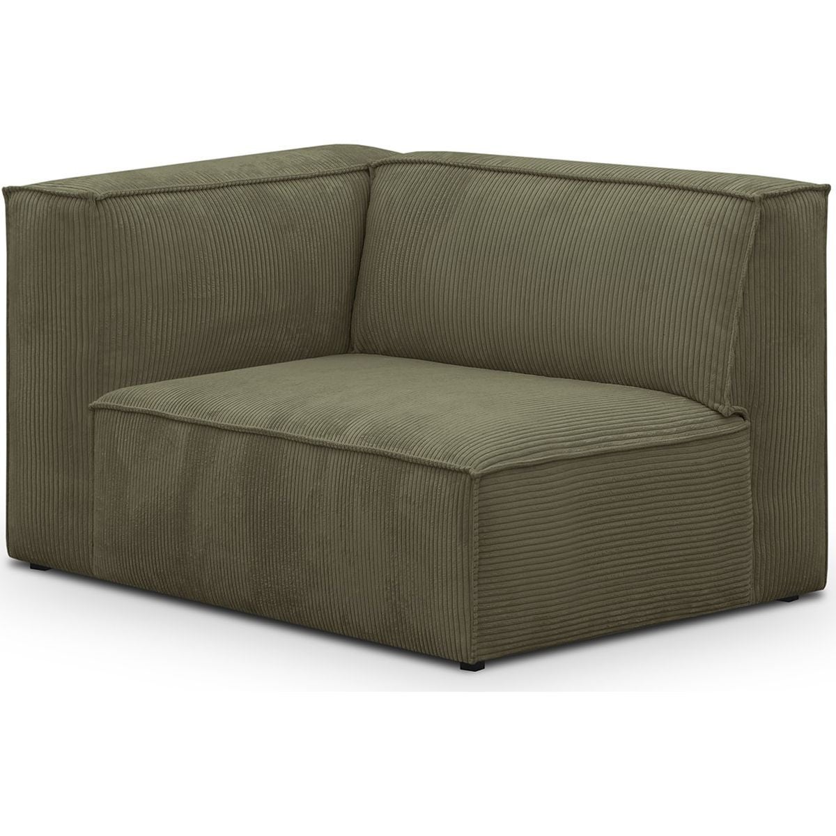 Chauffeuse d'angle à gauche modulable en velours côtelé vert kaki ...