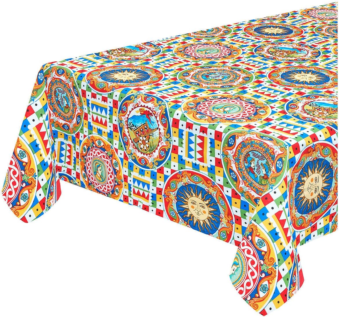 Mantel de Cocina de Algodón 135x180 cm Ribeteada Cubremesa Mosaico ...