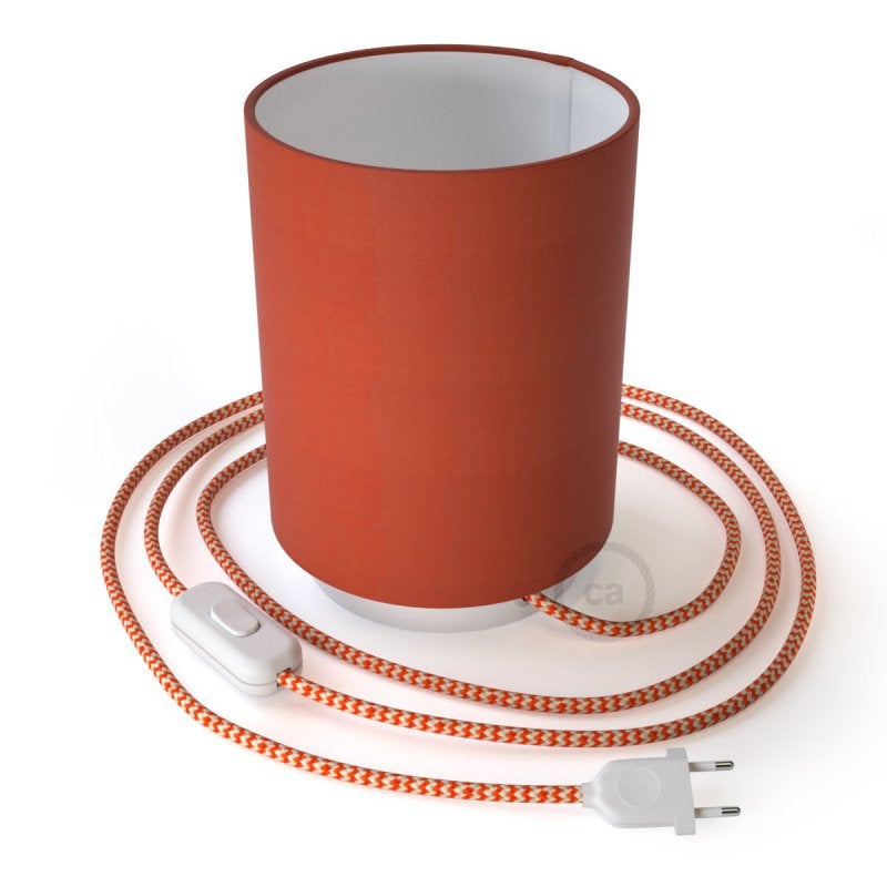 Creative cables - Lampe en métal avec abat-jour Cilindro, câble textile ...