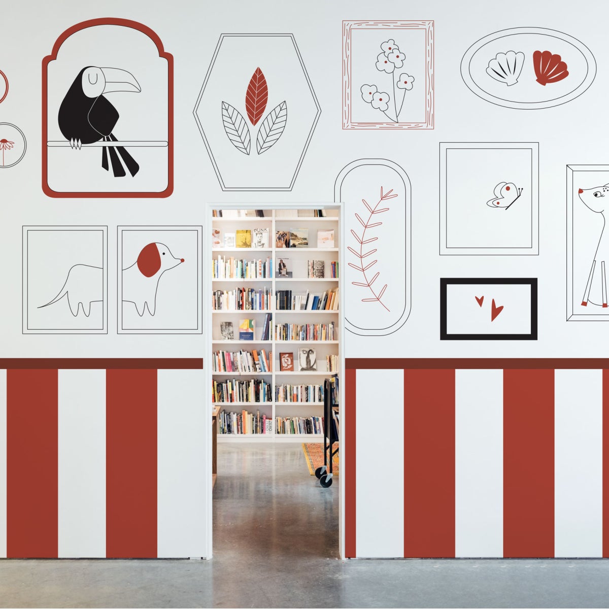 Papier peint panoramique Petits Explorateurs Rouge 150x250cm | Leroy Merlin