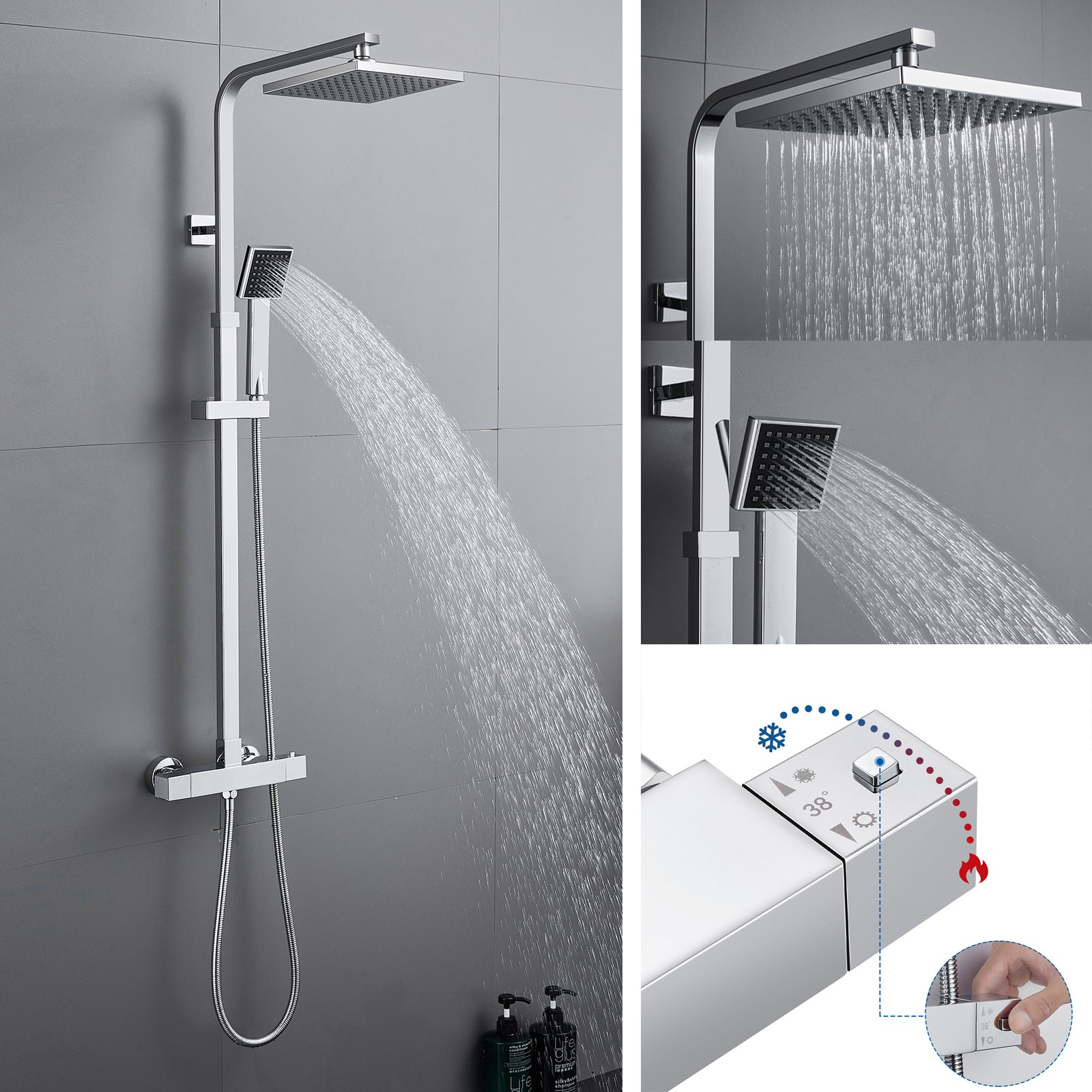 AURALUM MAX® Colonne de Douche Thermostatique Chromé - Colonne de ...