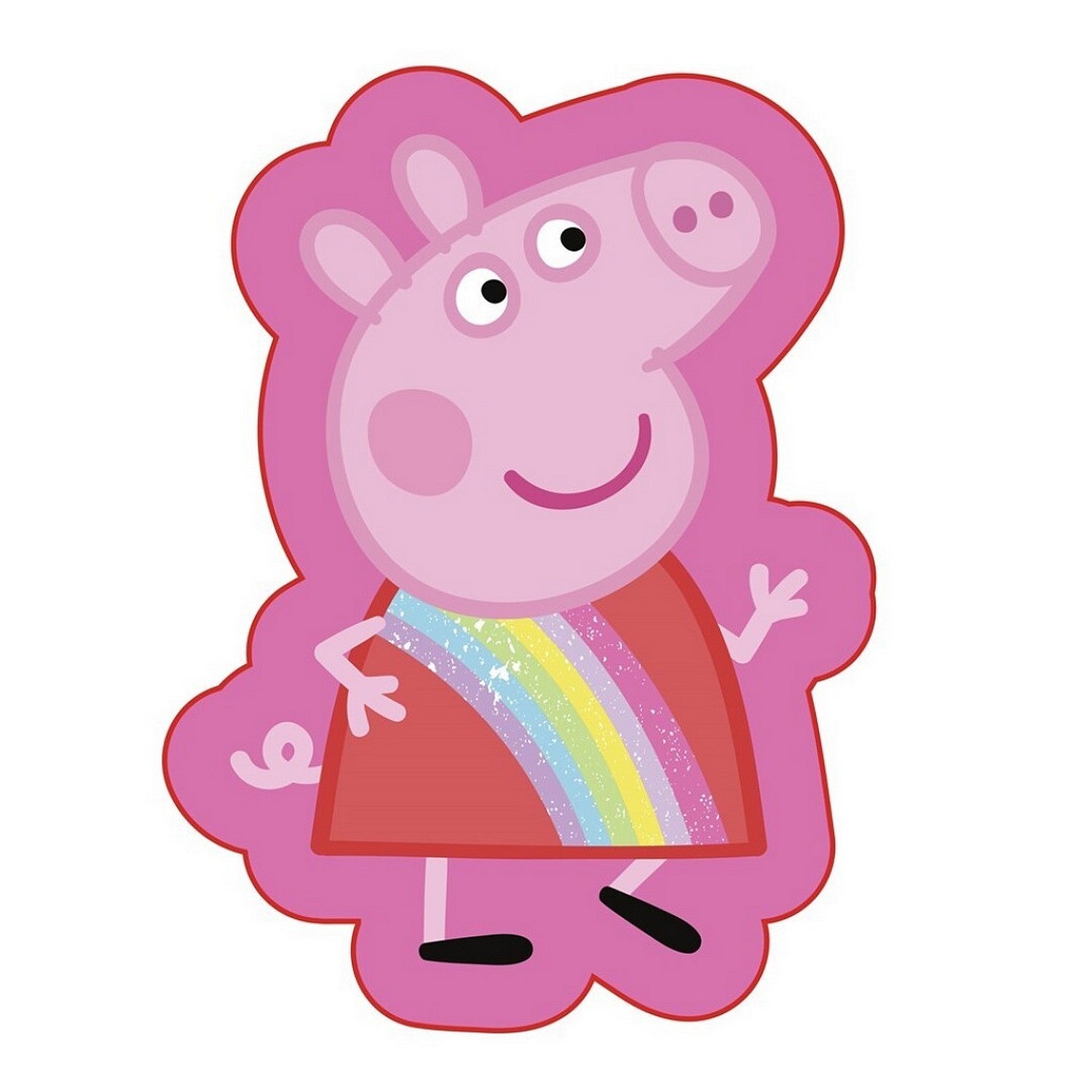 Coussin forme Peppa Pig robe rose et arc en ciel - H 30cm | Leroy Merlin